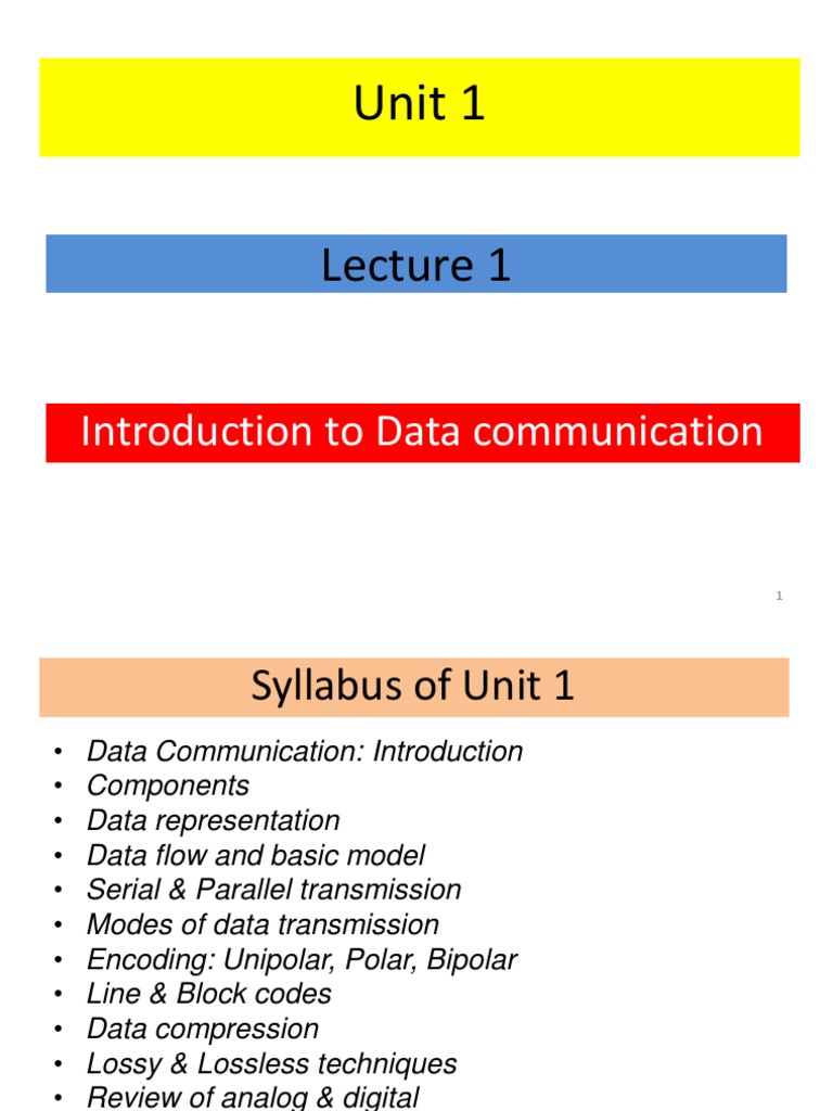 1 Lecture 1 Introduction To Data Communication | PDF ...