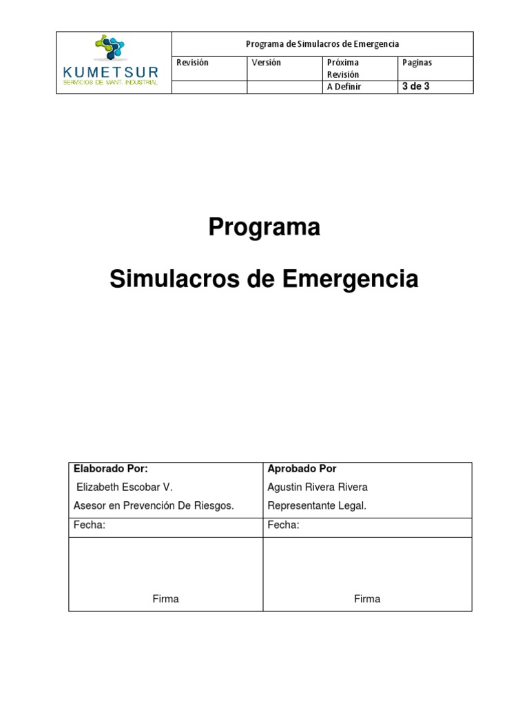 Programa de Simulacro de Emergencia | PDF | Simulación | Riesgo