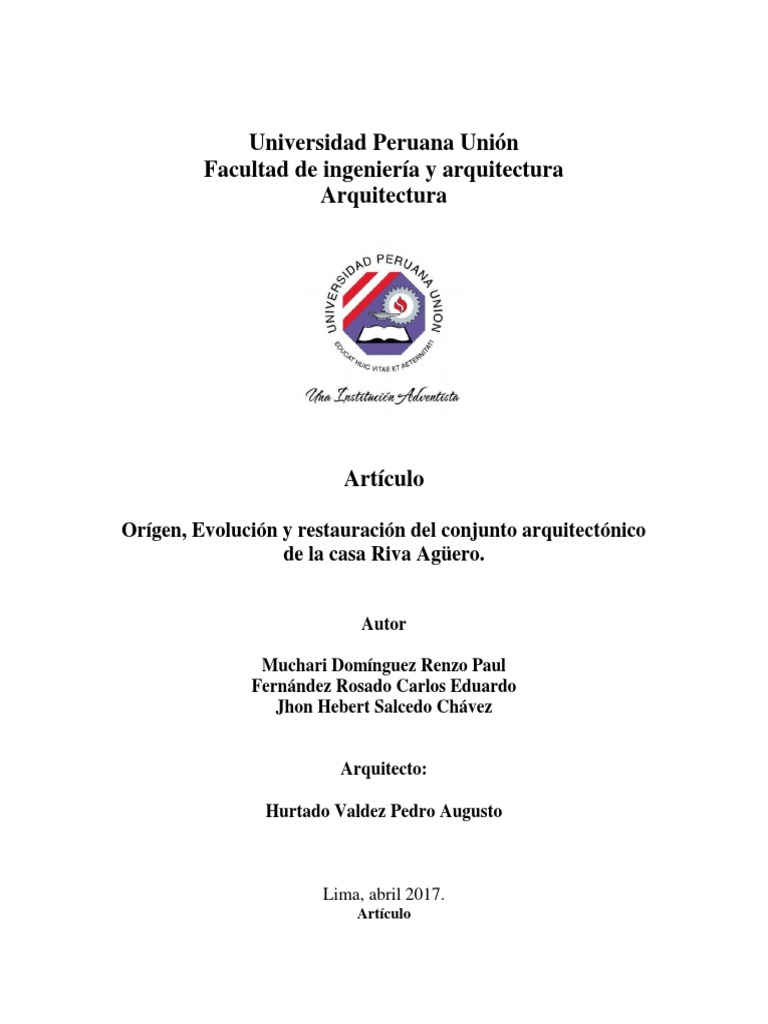 Casa Riva Aguero Exposicion 1 | PDF | Lima | Conocimiento