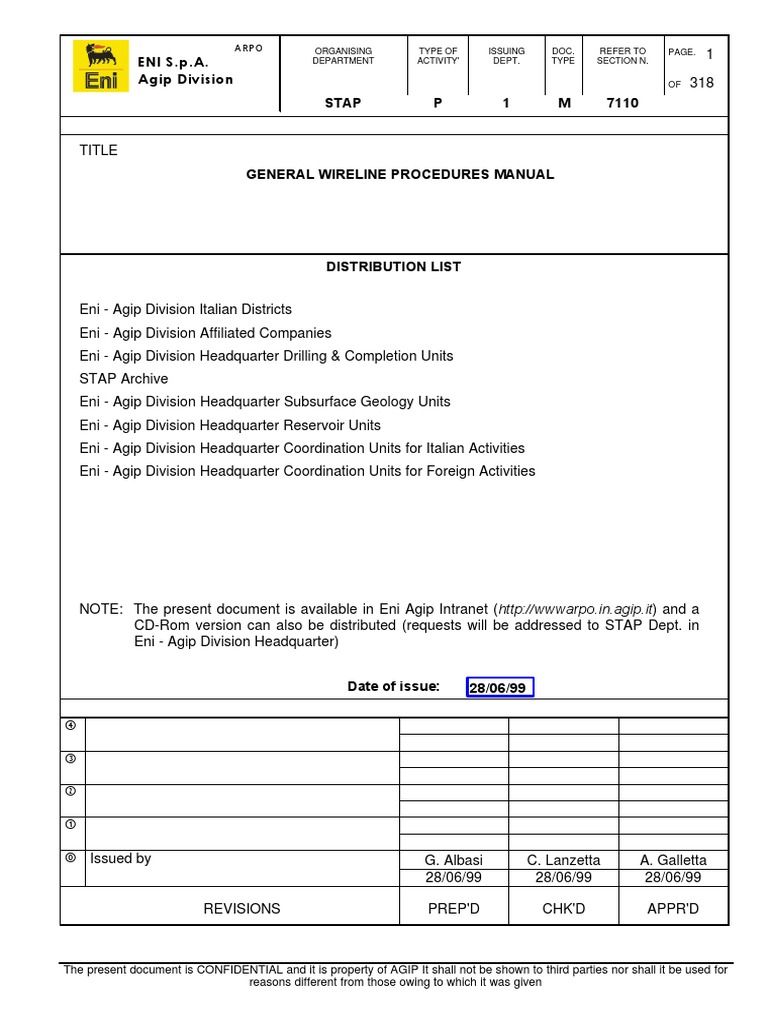 Wire Line Procedure Eni | PDF | Science | Engineering