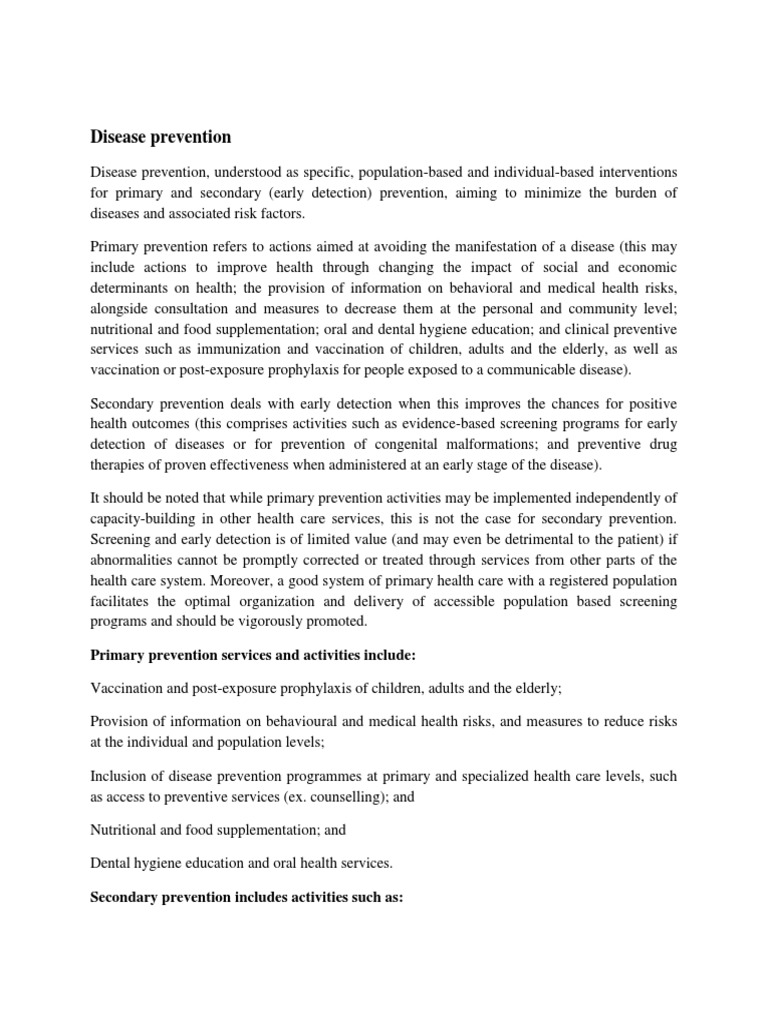 A Comprehensive Overview of Disease Prevention Strategies and the ...