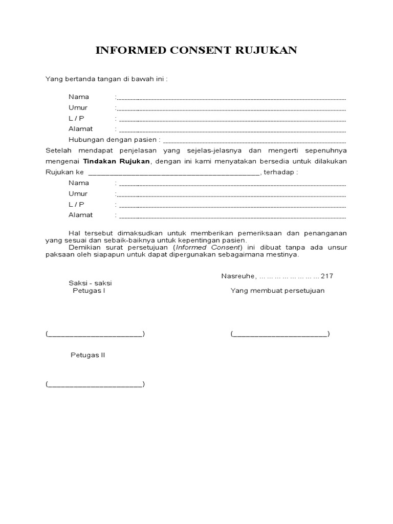 7.46 Informed Consent Rujukan | PDF | Pengelolaan Keuangan & Uang | Hukum