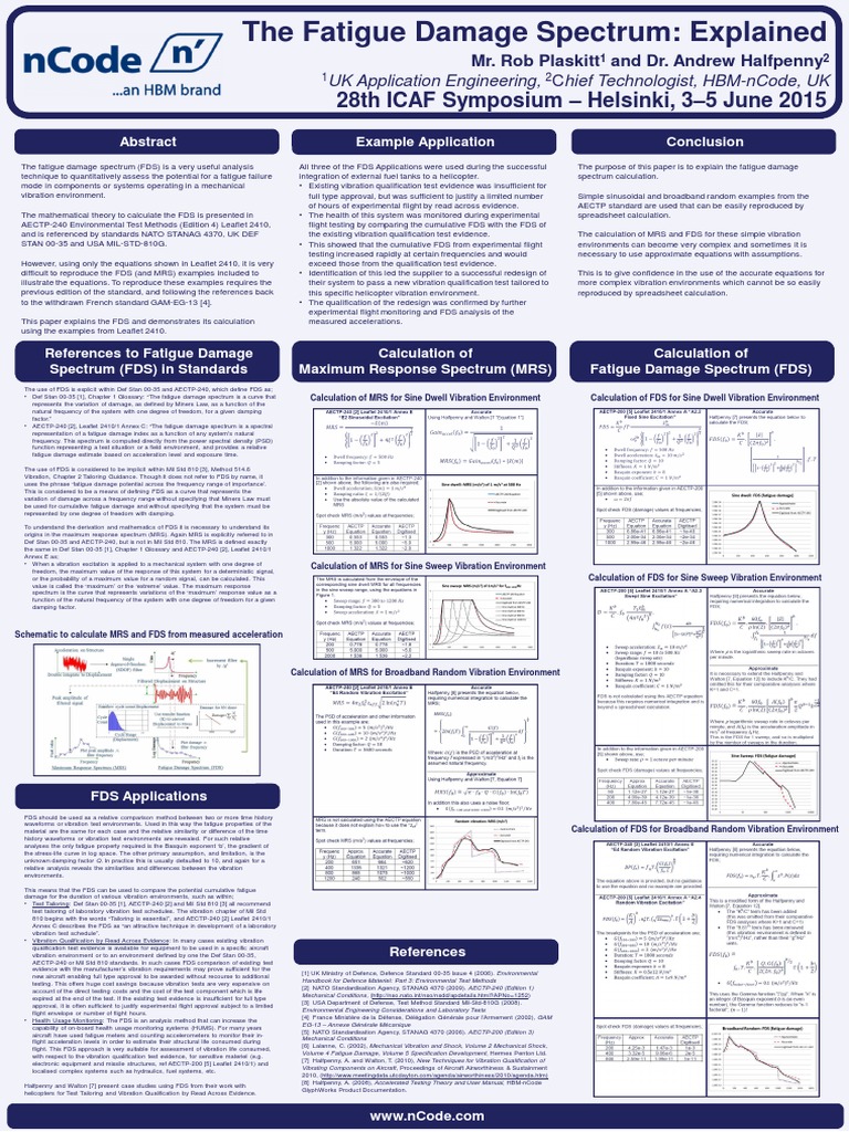 ICAF2015 FatigueDamageSpectrum NCode-Plaskitt Webposter | PDF | Spectral Density | Fatigue ...