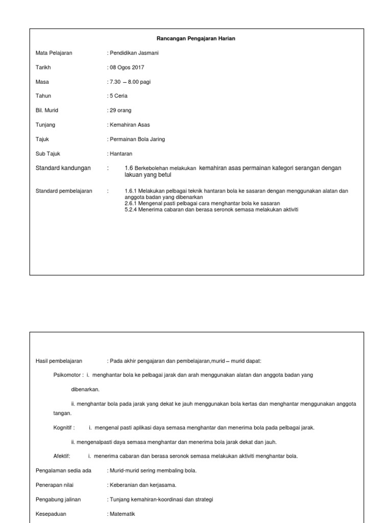 Lesson Plan PJ Y4 Membaling Bola | PDF