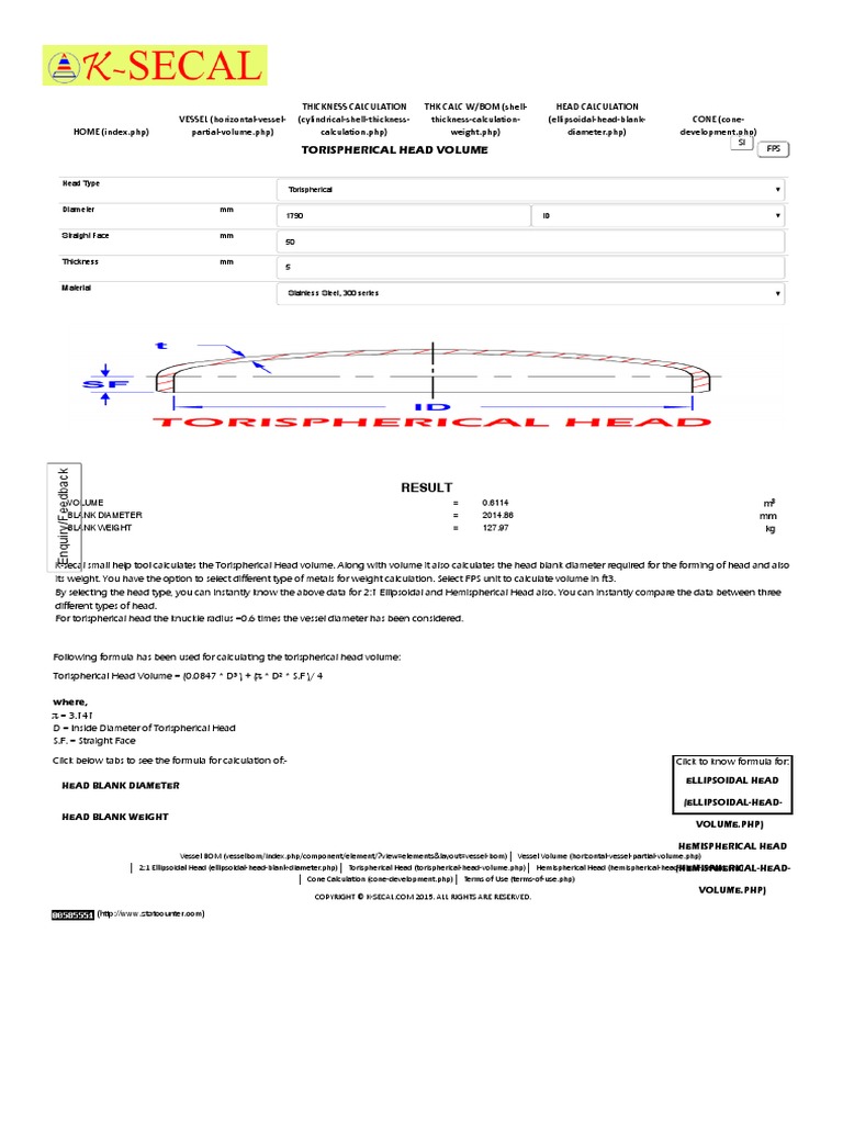 Torispherical Head Volume | PDF | Volume | Teaching Mathematics