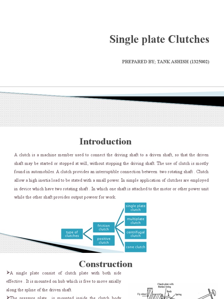 Single Plate Clutch Overview and Applications | PDF | Clutch | Machines