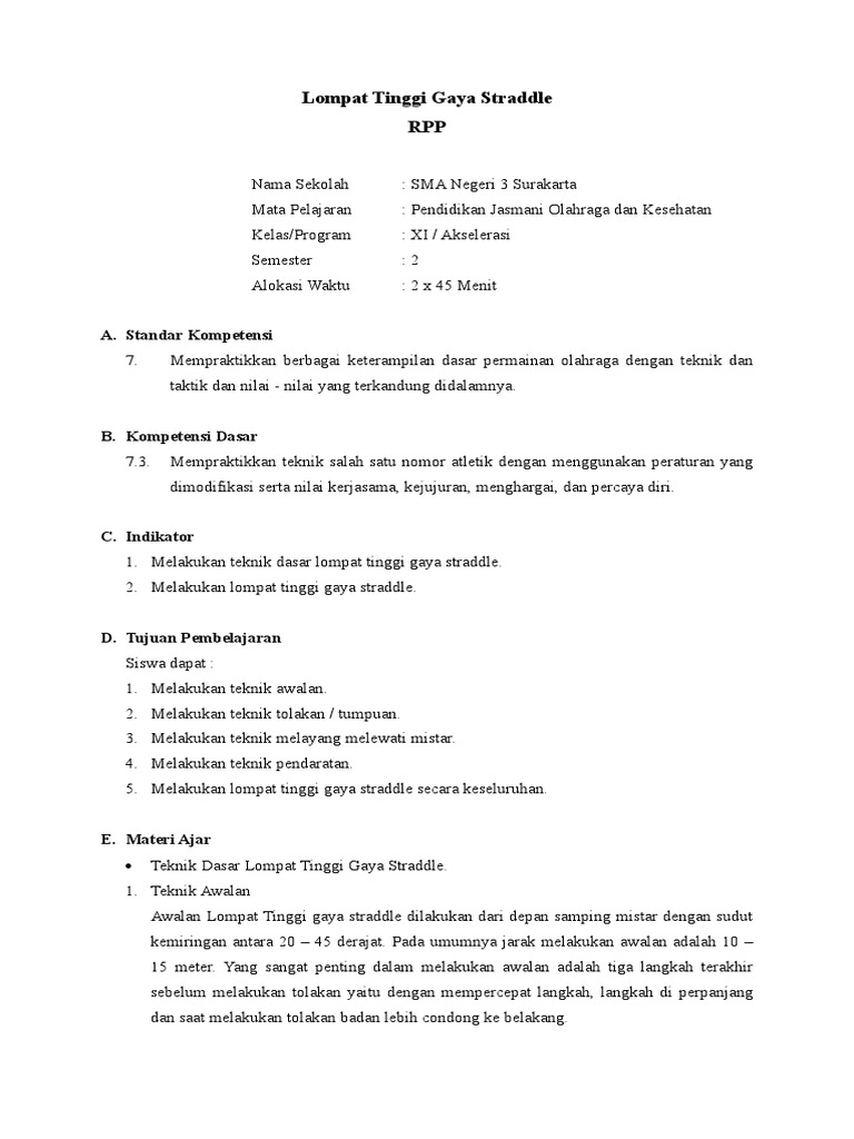 Lompat Tinggi Gaya Straddle | PDF