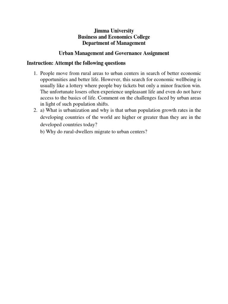 Urban Assignment PDF | PDF