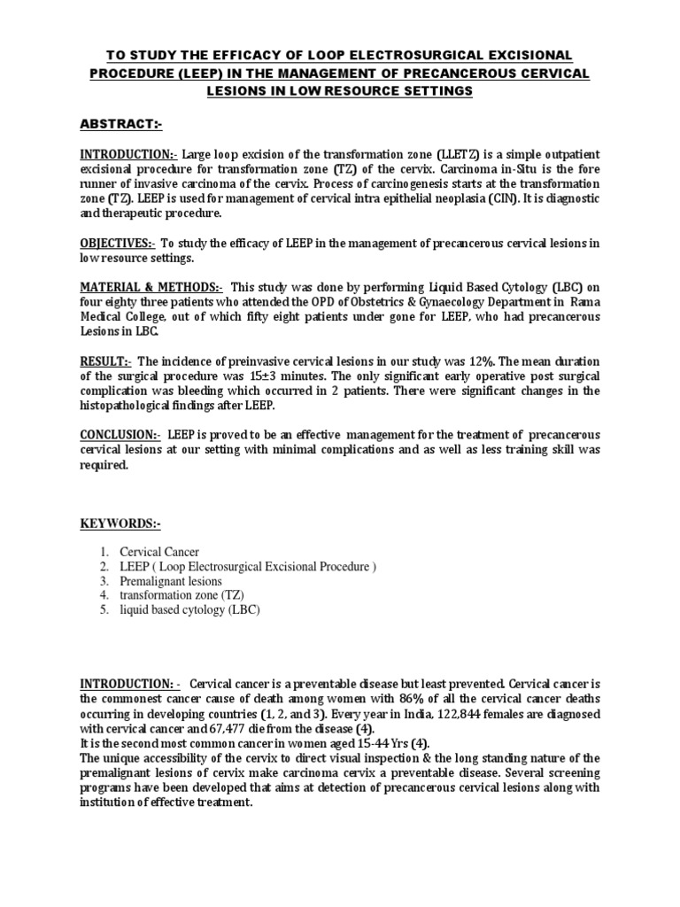 DR - Sapna Singh LEEP | PDF | Cervical Cancer | Medical Specialties