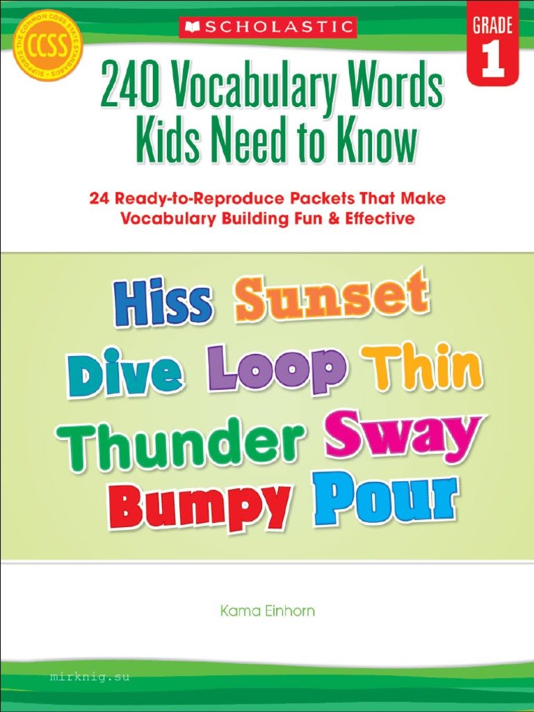 240 Vocabulary Words Kids Need To Know, Grade 1 | PDF | Phonics ...