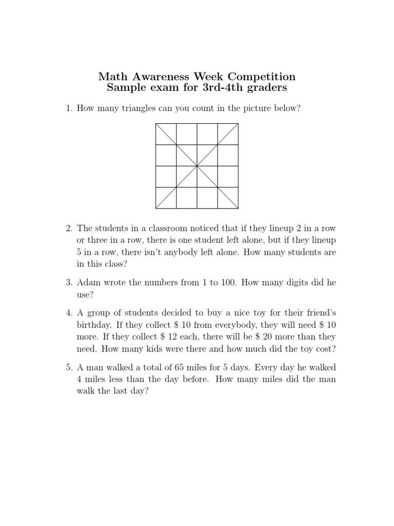 Counting Triangles, Class Sizes, Digits, Group Fundraising, and Daily ...