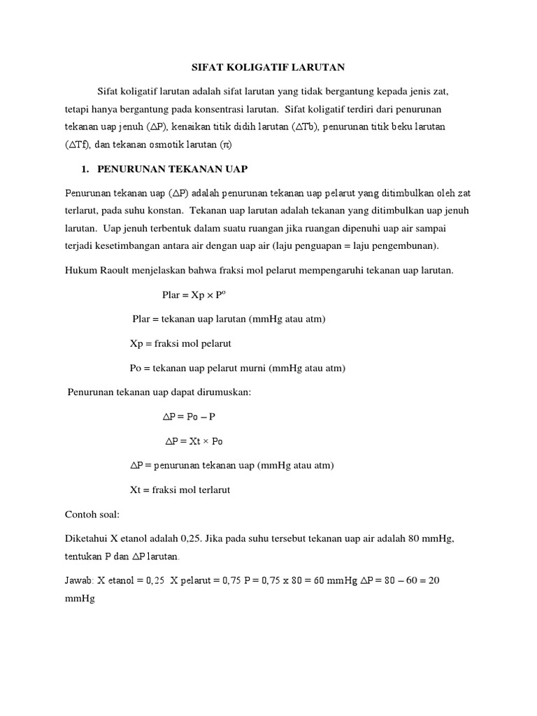 Sifat Koligatif Larutan 2 | PDF
