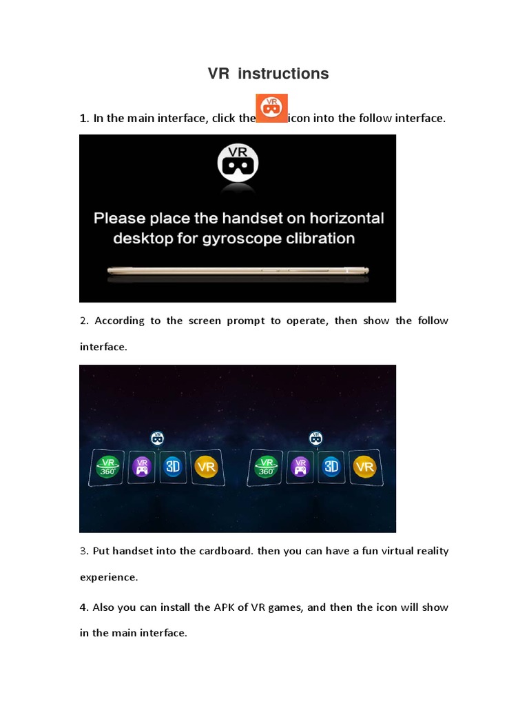 VR Instructions: 1. in The Main Interface, Click The Icon Into The ...