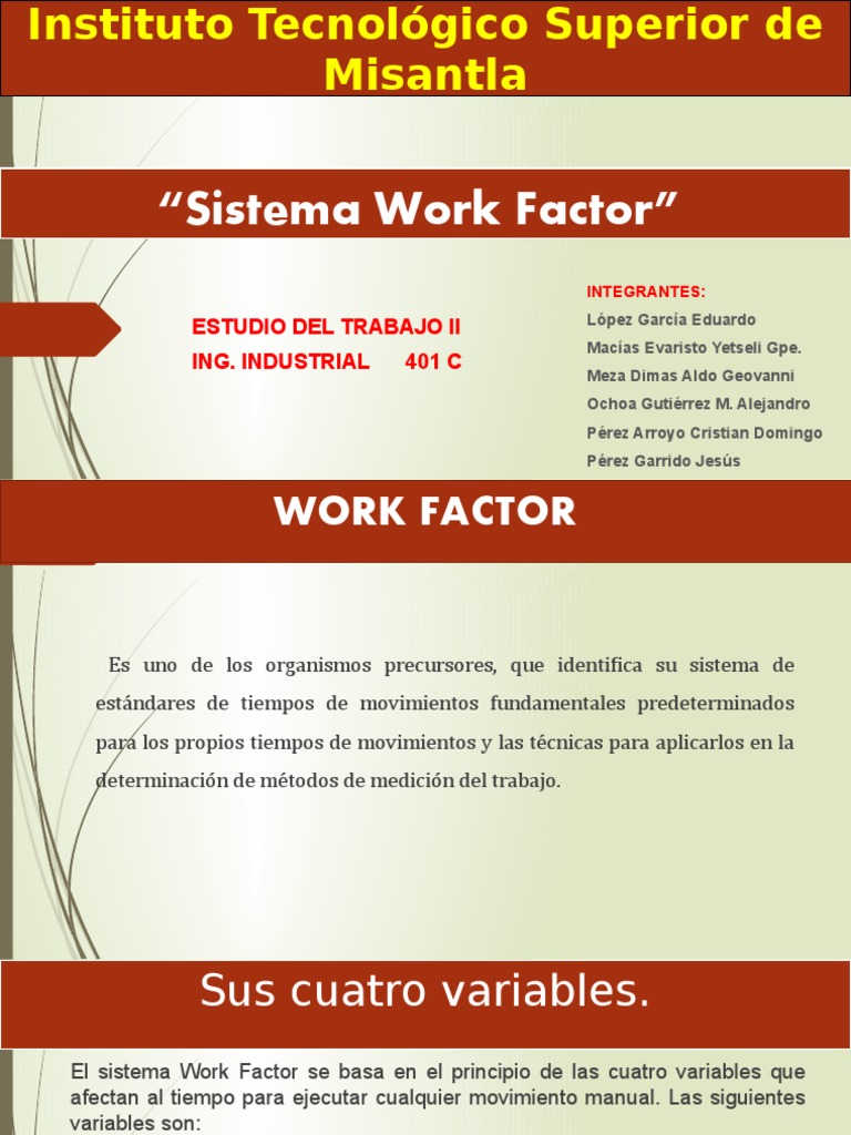 Sistema Work Factor | Hora | Movimiento (física)
