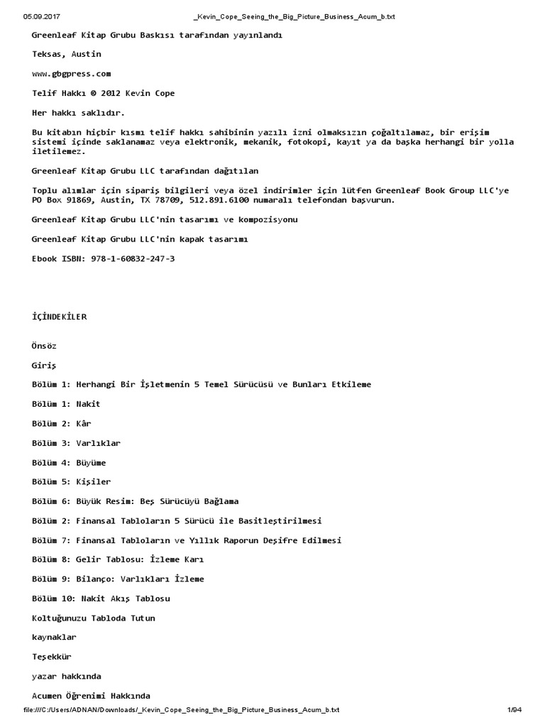 Kevin Cope Seeing The Big Picture Business Acum BTR | PDF