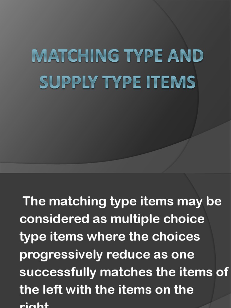 Matching Type and Supply Type Items | PDF