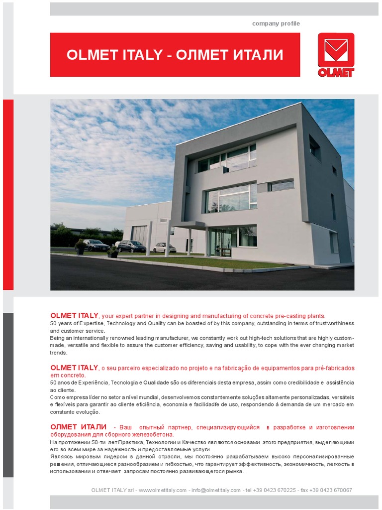 PRECASTING EQUIPMENT - Olmet Italy Technical Catalogue (2016 Ed.) | PDF ...