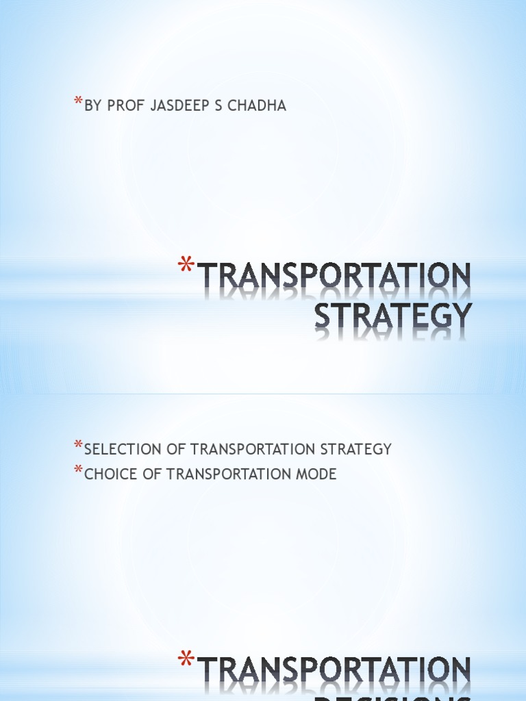 Transportation Strategy | PDF