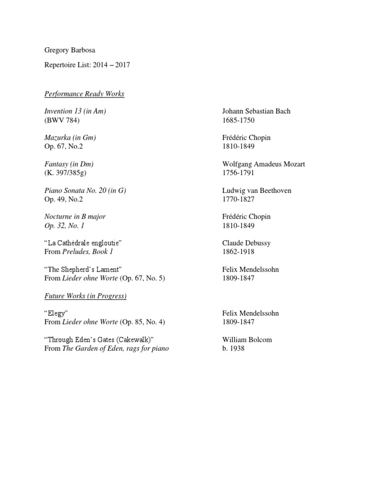 Senior Year Rep List | PDF