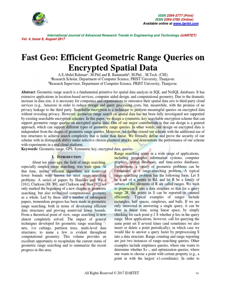Fast Geo Efficient Geometric Range Queries On | PDF | Spatial Analysis | Geometry