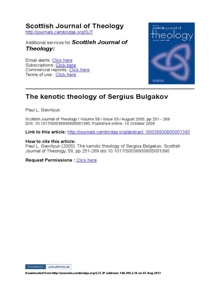 Kenotic Theology of Sergius Bulgakov | PDF | Incarnation (Christianity ...