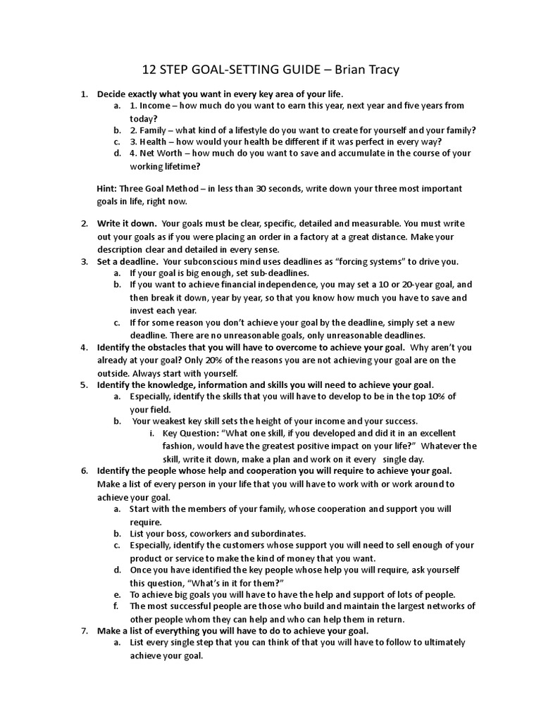 Ziele Nach Brian Tracy Ok | PDF | Goal | Law Of Attraction (New Thought)