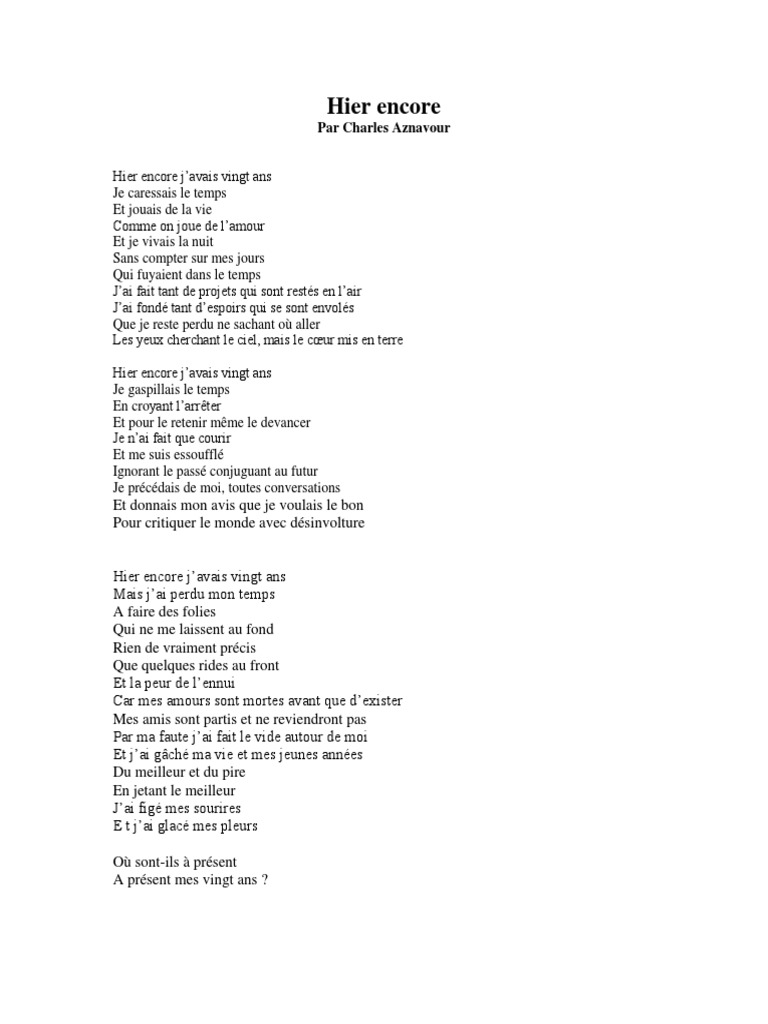 Hier Encore | PDF | Poésie