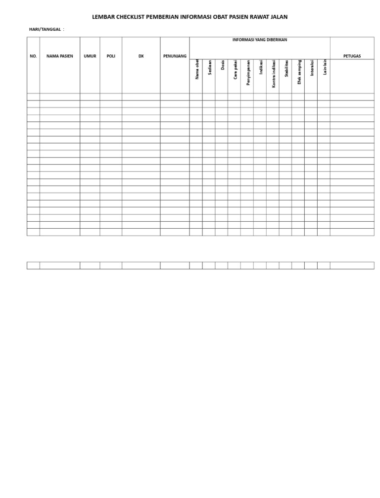 Lembar Checklist Pemberian Informasi Obat Pasien Rawat Jalan Pdf