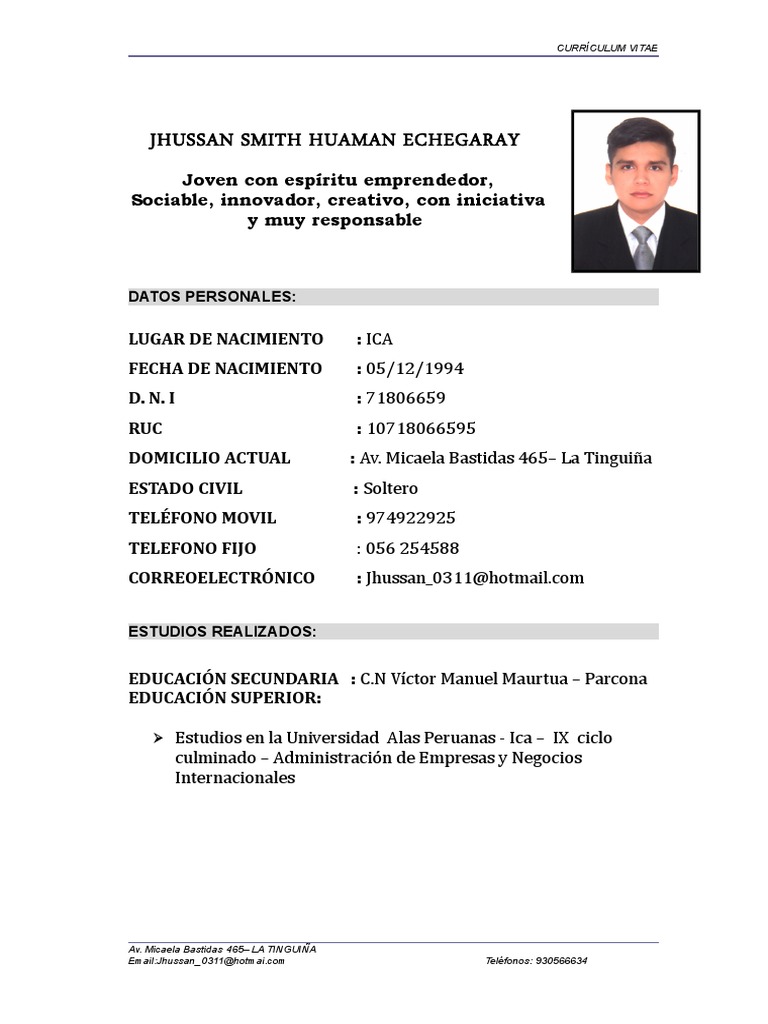 Jhussan Curriculum Vitae - Postulacion 2017 Ica | PDF | Business | Educación avanzada