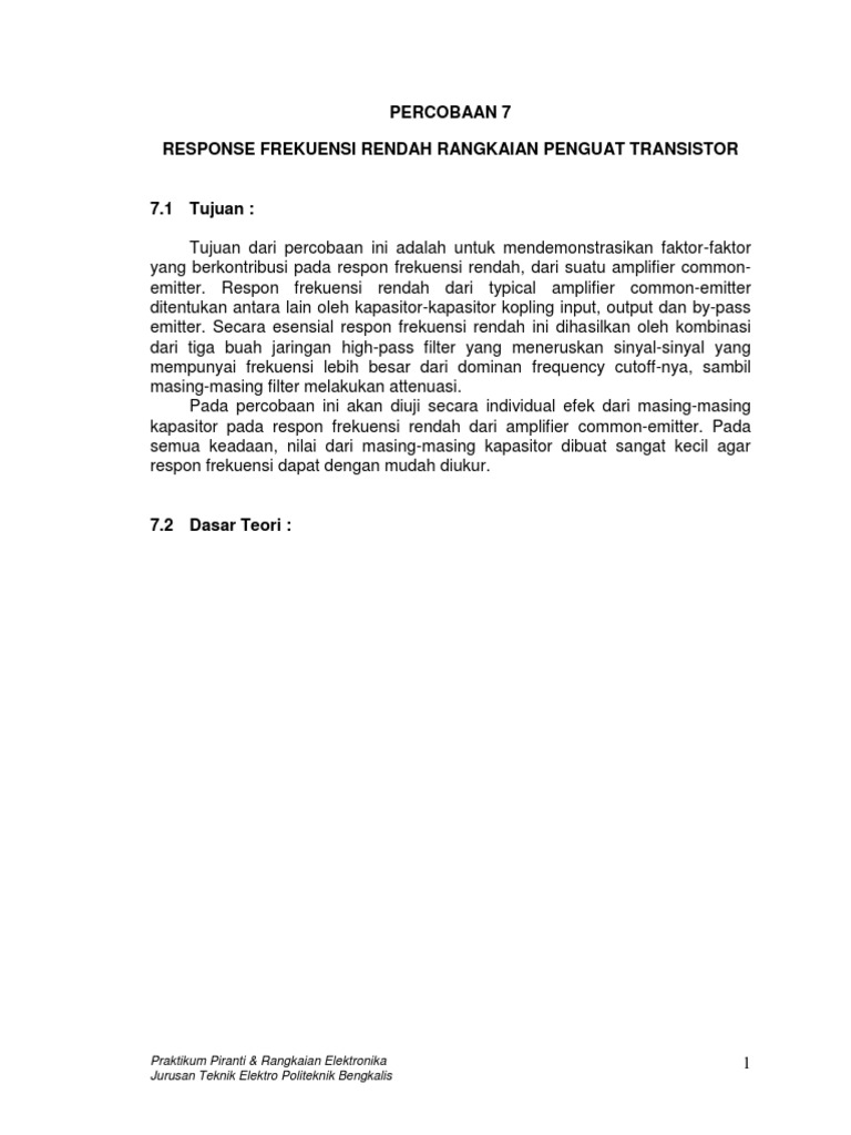 Perc - 7 Response Frekuensi Rendah Penguat Transistor | PDF