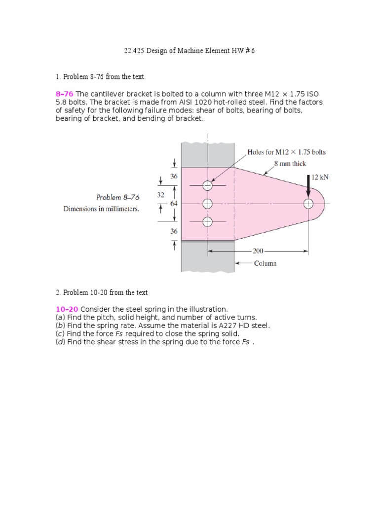 Design of Machine Elements Homework | PDF