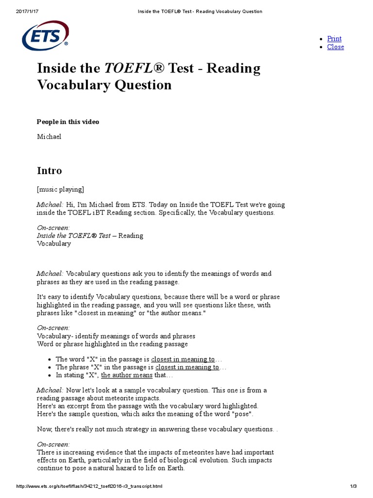 04) Reading Vocabulary Question | PDF | Test Of English As A Foreign ...