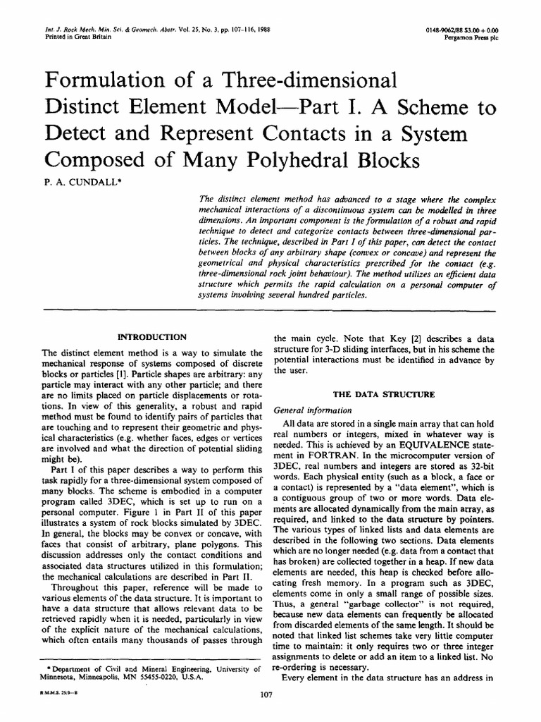 Cundall 1988 | PDF | Pointer (Computer Programming) | Central Processing Unit