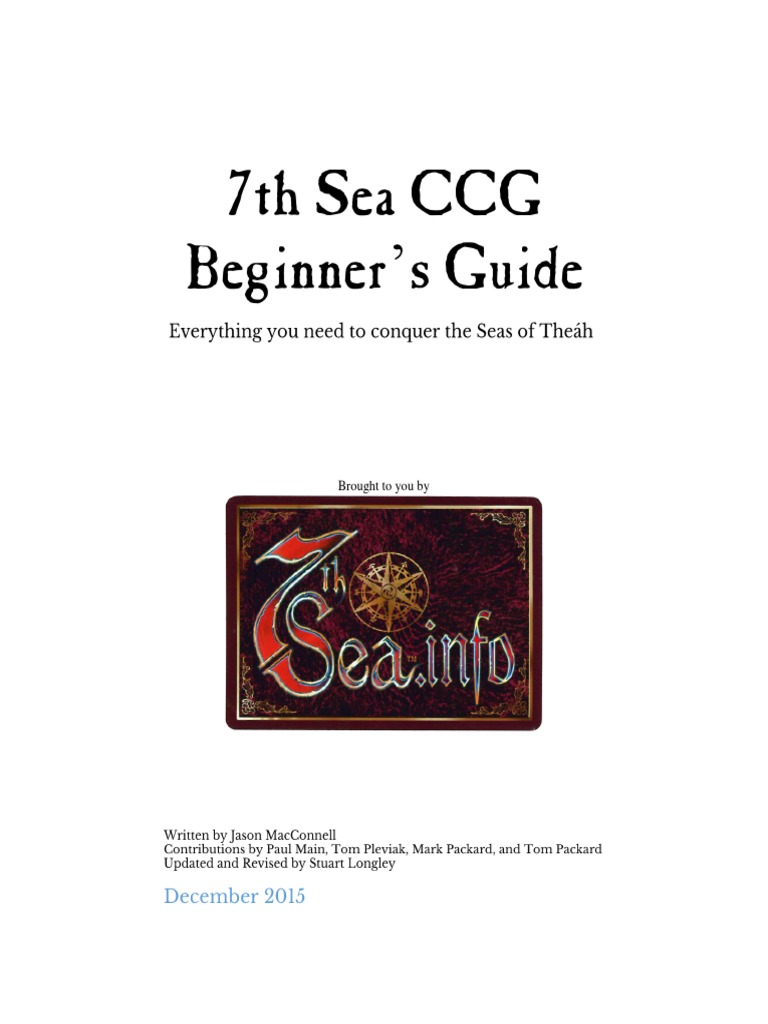 7th Sea CCG Beginner's Guide: Brought To You by | PDF | Water Transport ...