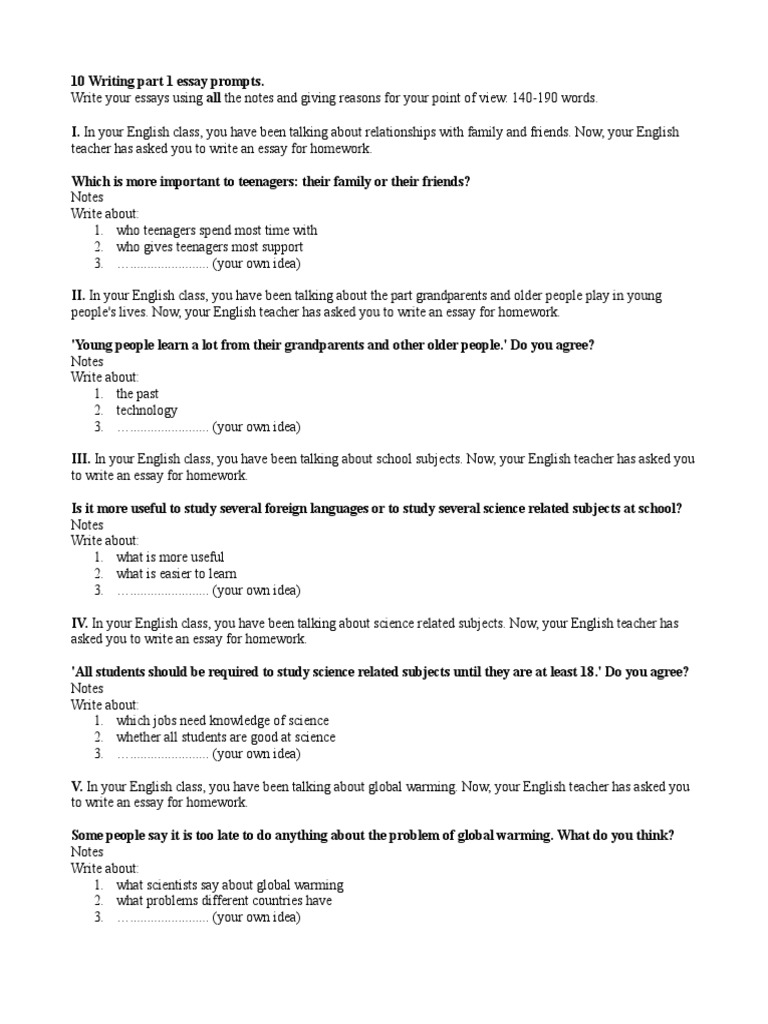 Writing Part 1.odt | PDF | Homework | Essays