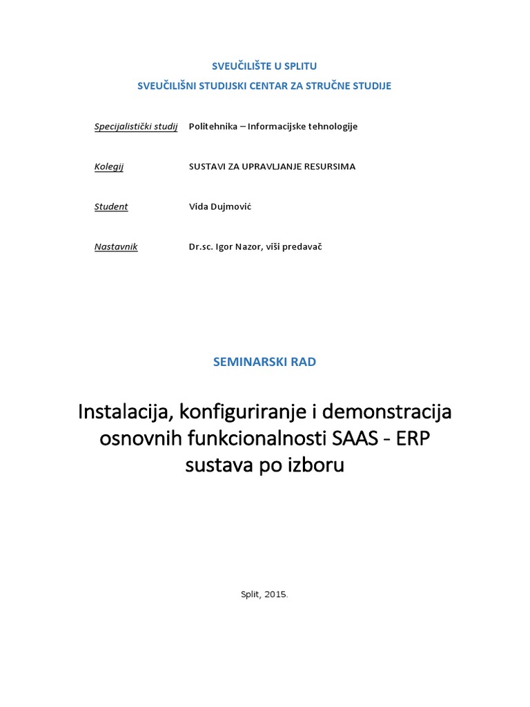 ERP Seminarski Rad | PDF