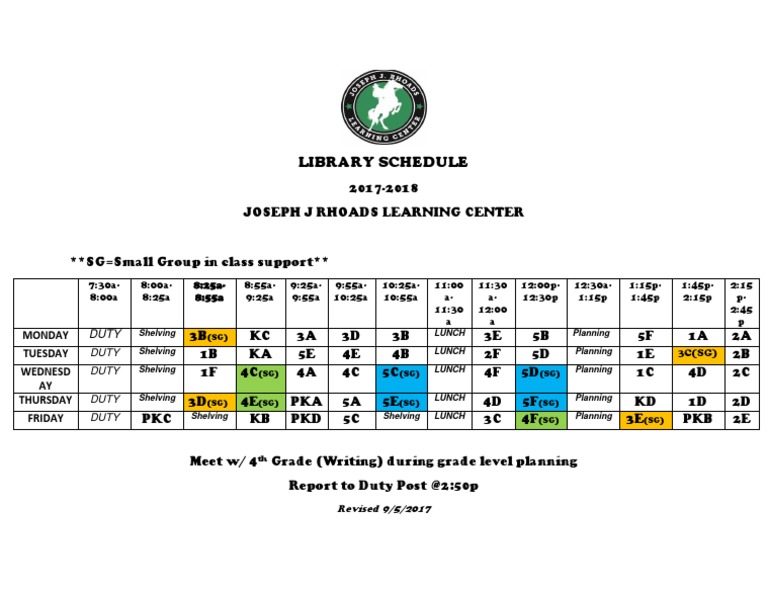 Library Schedule 2017-2018-Final | PDF