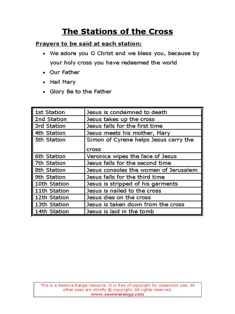 The Stations of The Cross: Prayers To Be Said at Each Station | PDF