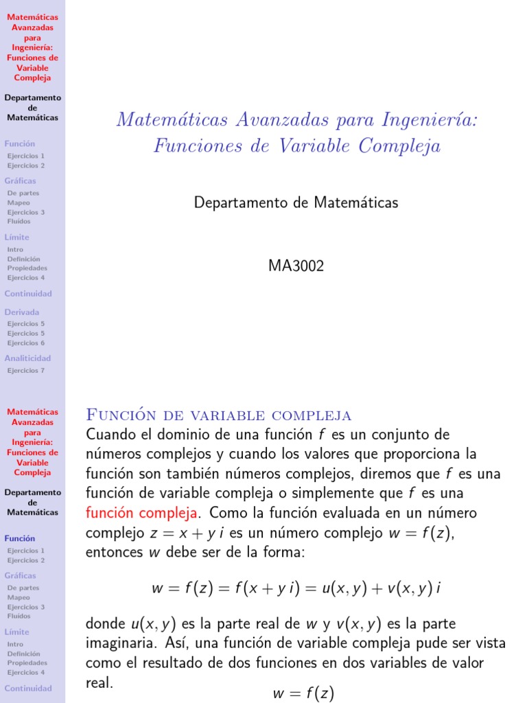 Ma3002 Funciones Compleja | Descargar gratis PDF | Número complejo ...