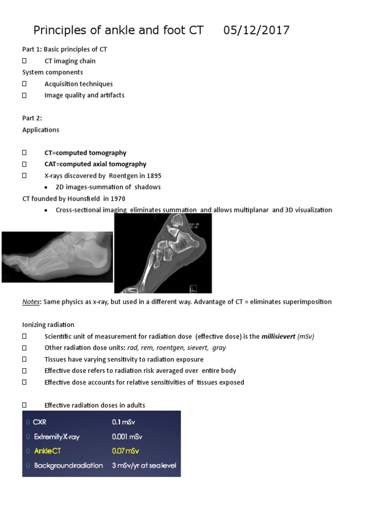 Comprehensive Review of Ankle and Foot CT Imaging Principles ...