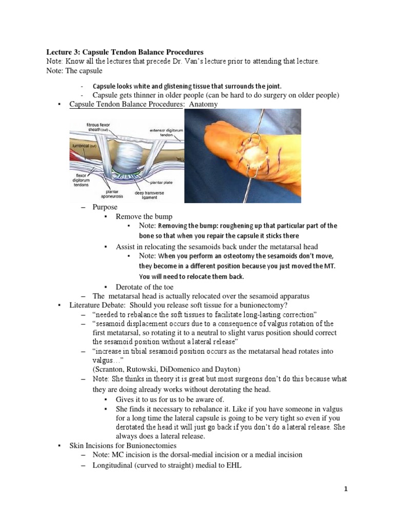 Lecture 3 Capsule Tendon Balance Procedures | PDF | Surgery ...