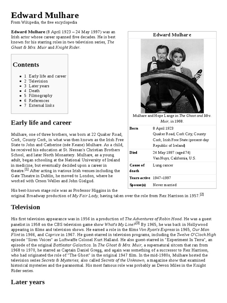 Edward Mulhare | PDF | Leisure | Entertainment (General)