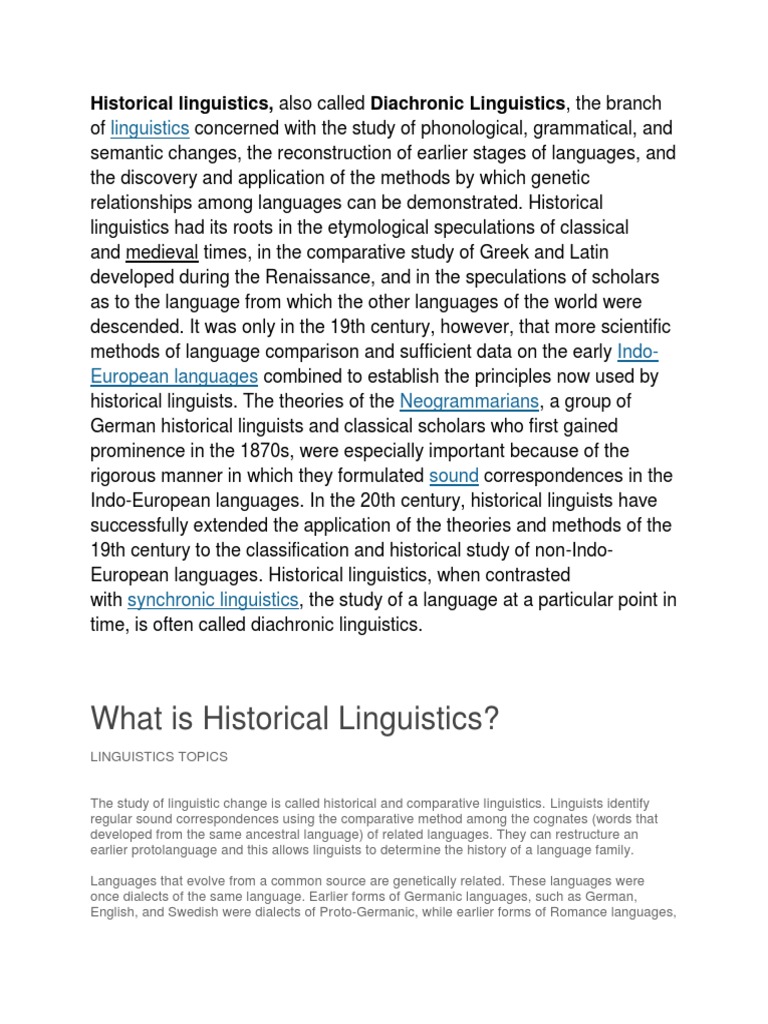 Understanding Historical Linguistics | PDF | English Language | Linguistics