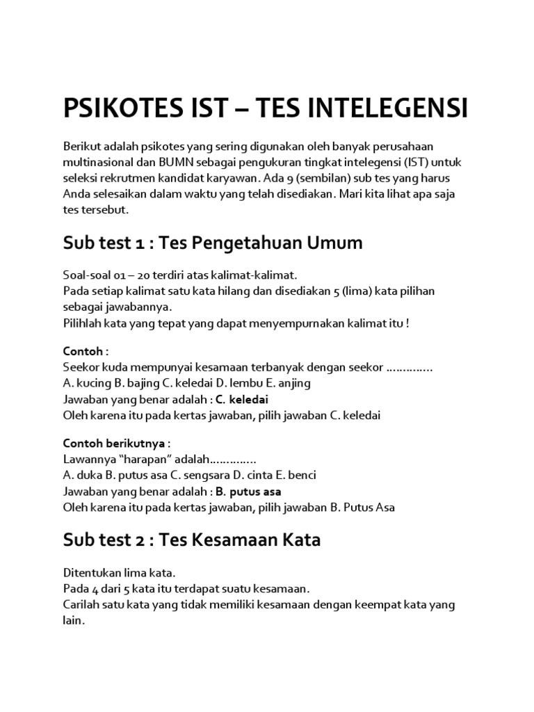 Psikotes Ist | PDF