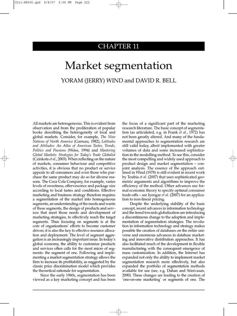 Market Segmentation Pdf Market Segmentation Strategic Management