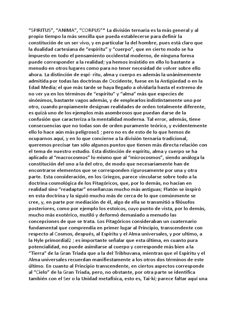Corpus - Anima - Spiritus | PDF | Alma | Esencia