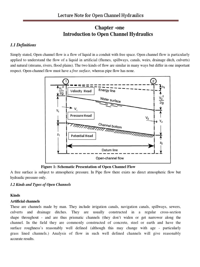 Chapter - One Introduction To Open Channel Hydraulics | PDF | Fluid ...