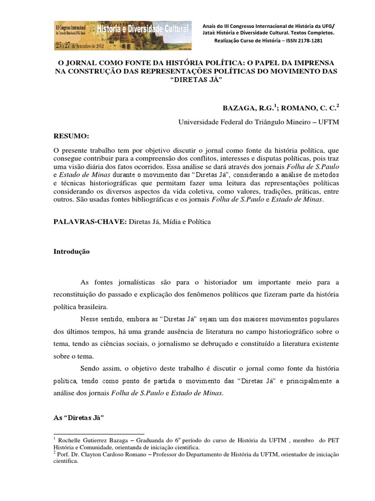 Jornais Como Fonte Histórica | PDF | Jornalismo | Jornais