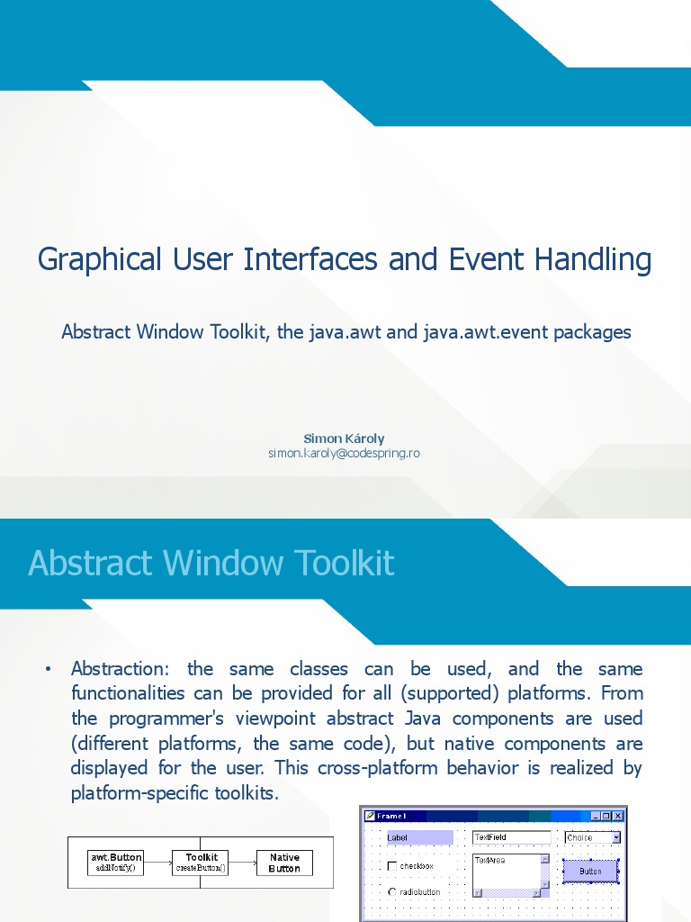 Graphical User Interfaces and Event Handling: Abstract Window Toolkit, The Java - Awt and Java ...