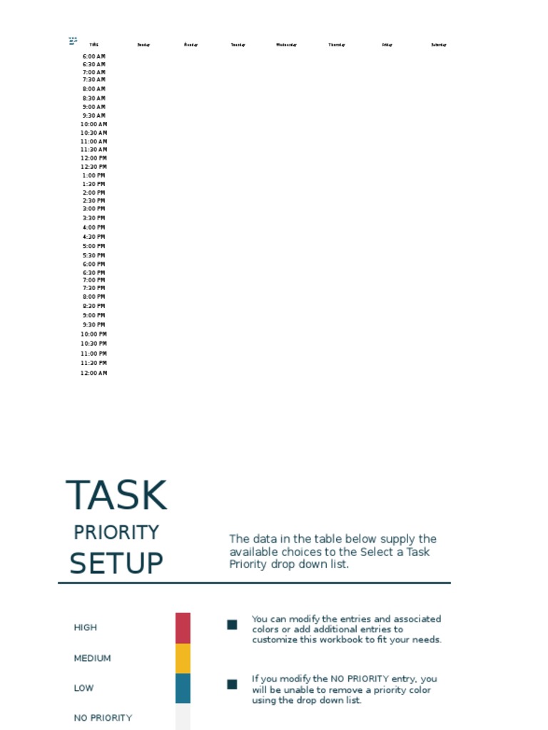 Weekly Timetable and Task Planning Template | PDF